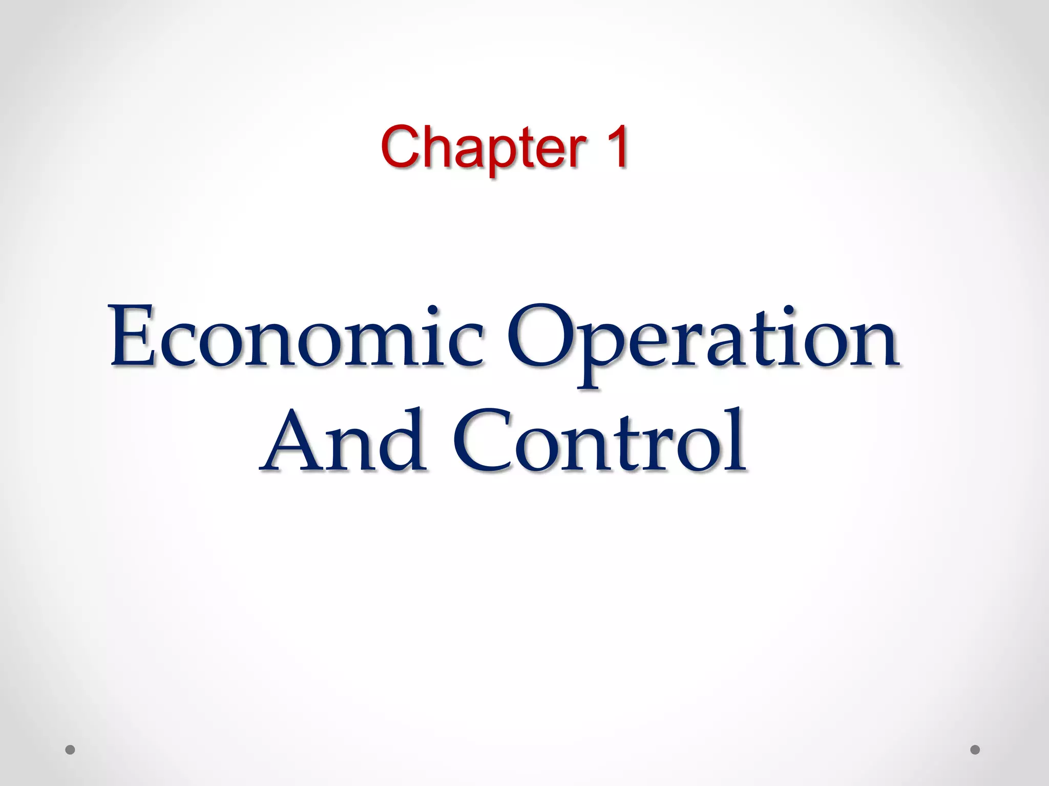 Economic operation and control | PPTX