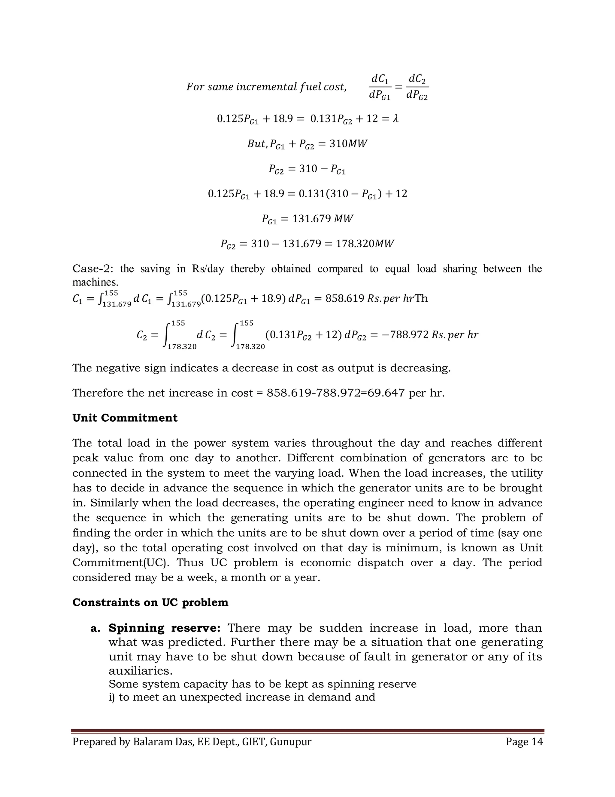 Economic operation of power system | PDF