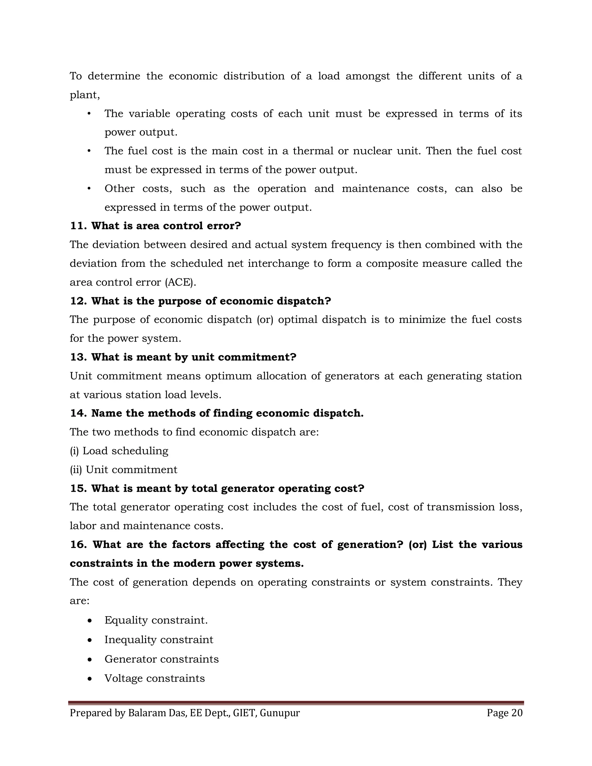 Economic operation of power system | PDF