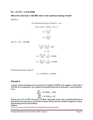 Economic operation of power system | PDF
