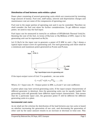 Economic operation of power system | PDF