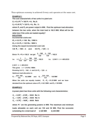 Economic operation of power system | PDF
