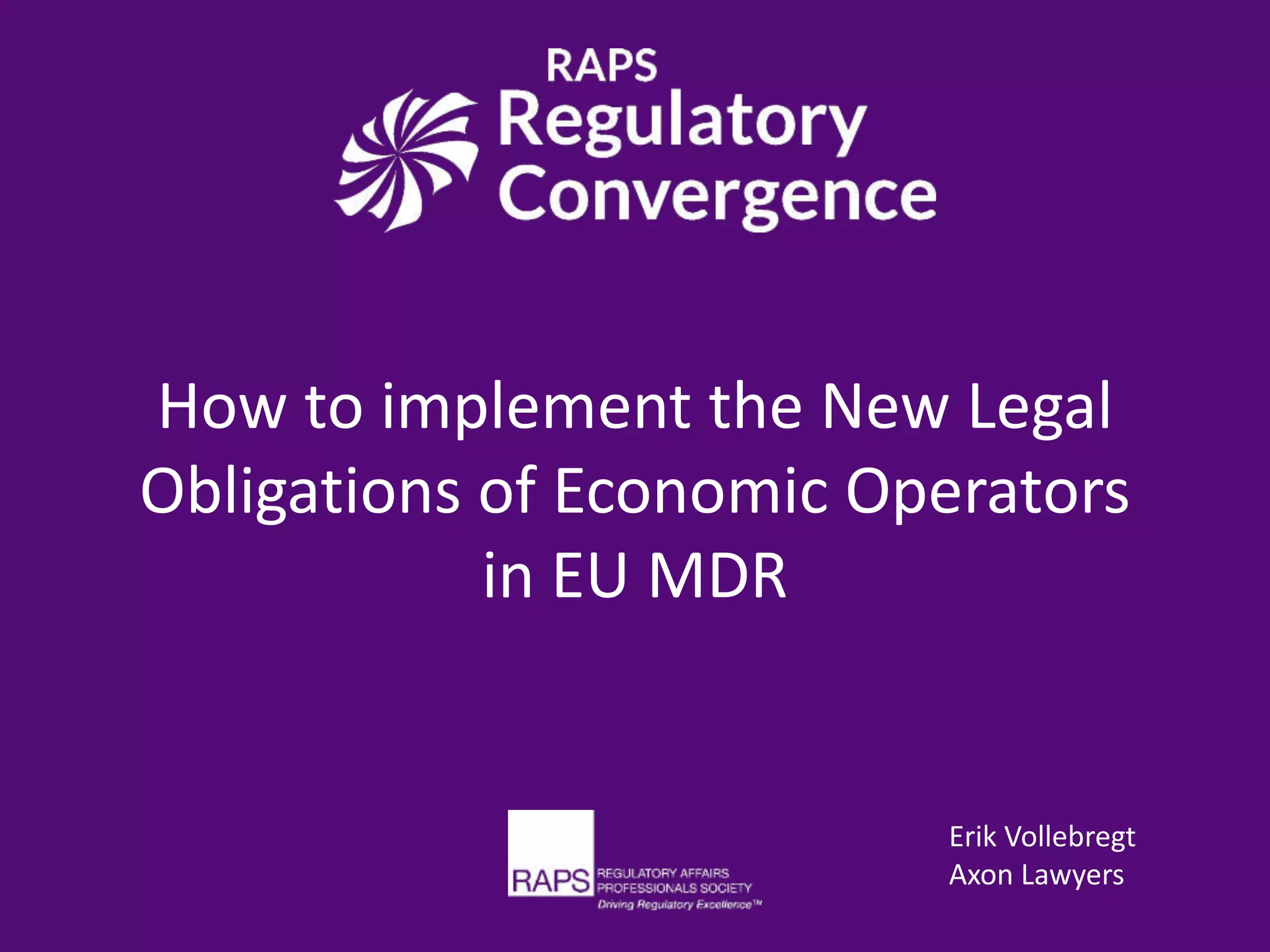 Regulation of Economic Operators under the MDR and IVDR | PPTX
