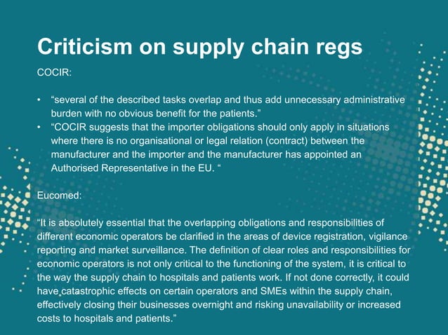 Economic operators and post market surveillance under the proposed EU ...