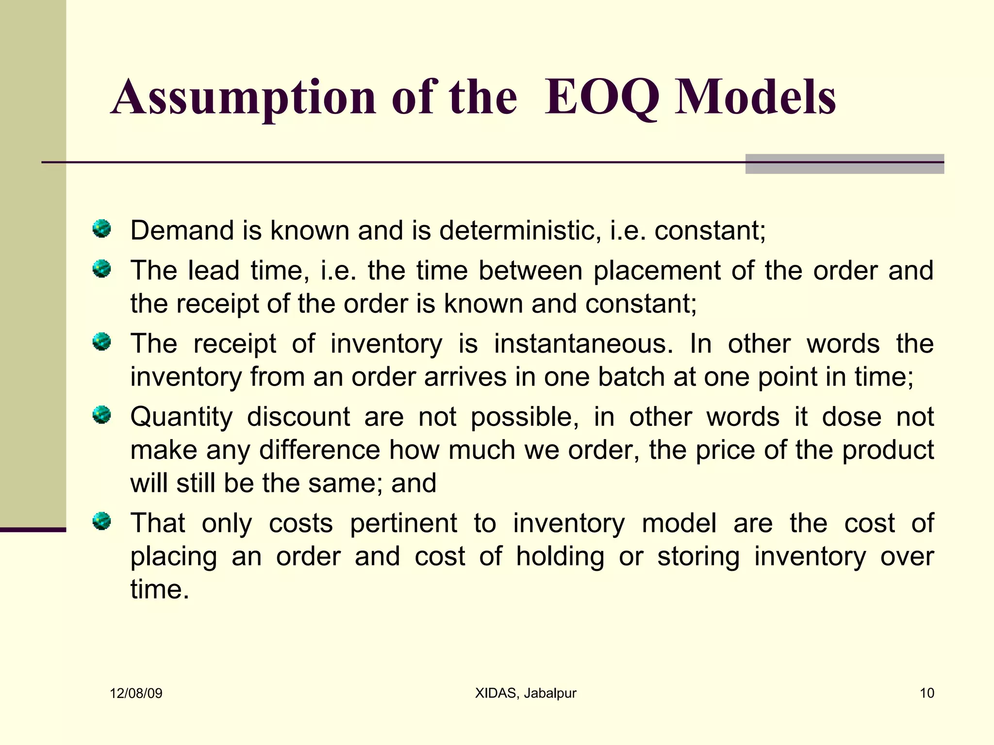 Economic Order Quality Eoq | PPT