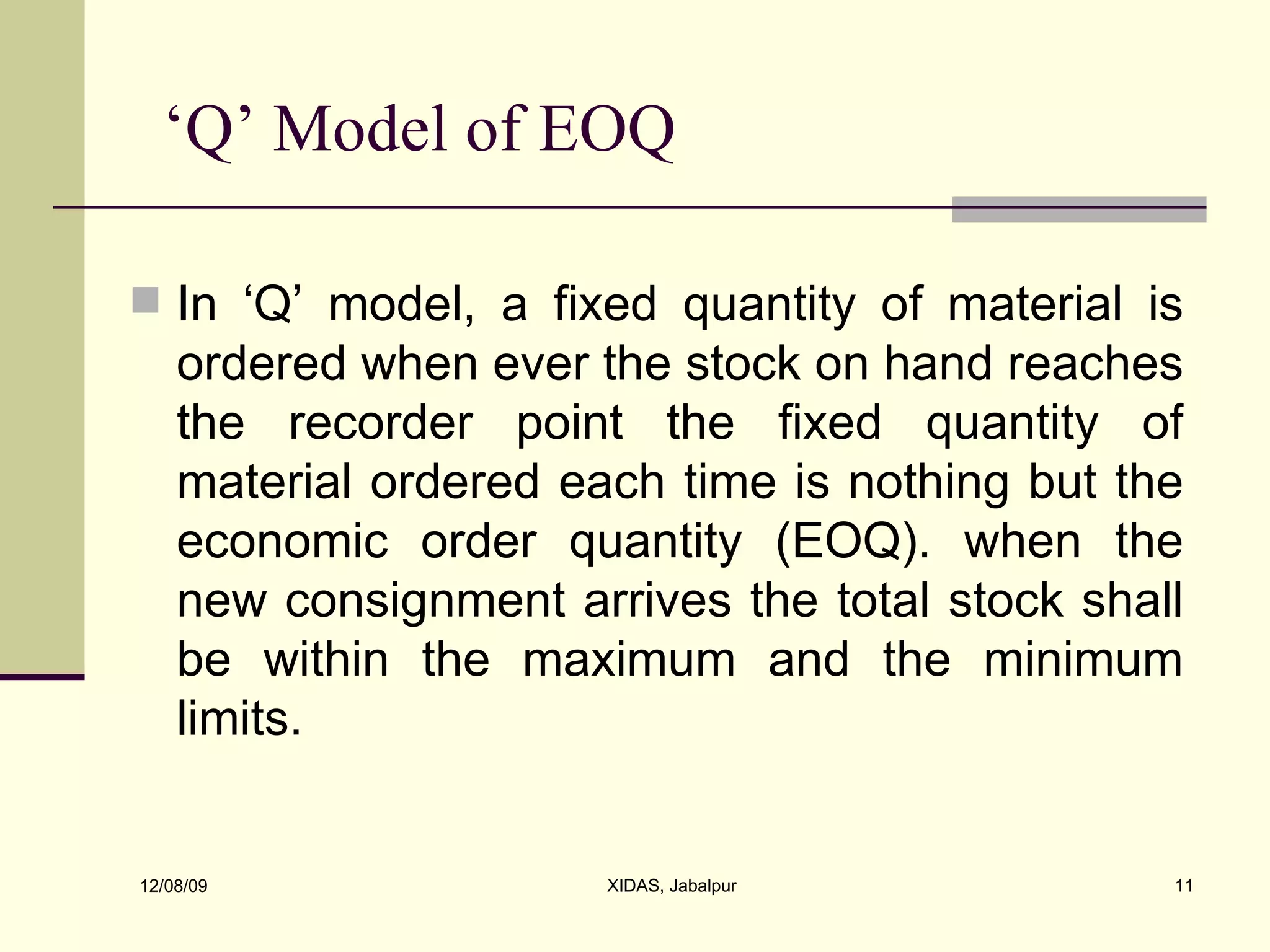 Economic Order Quality Eoq | PPT