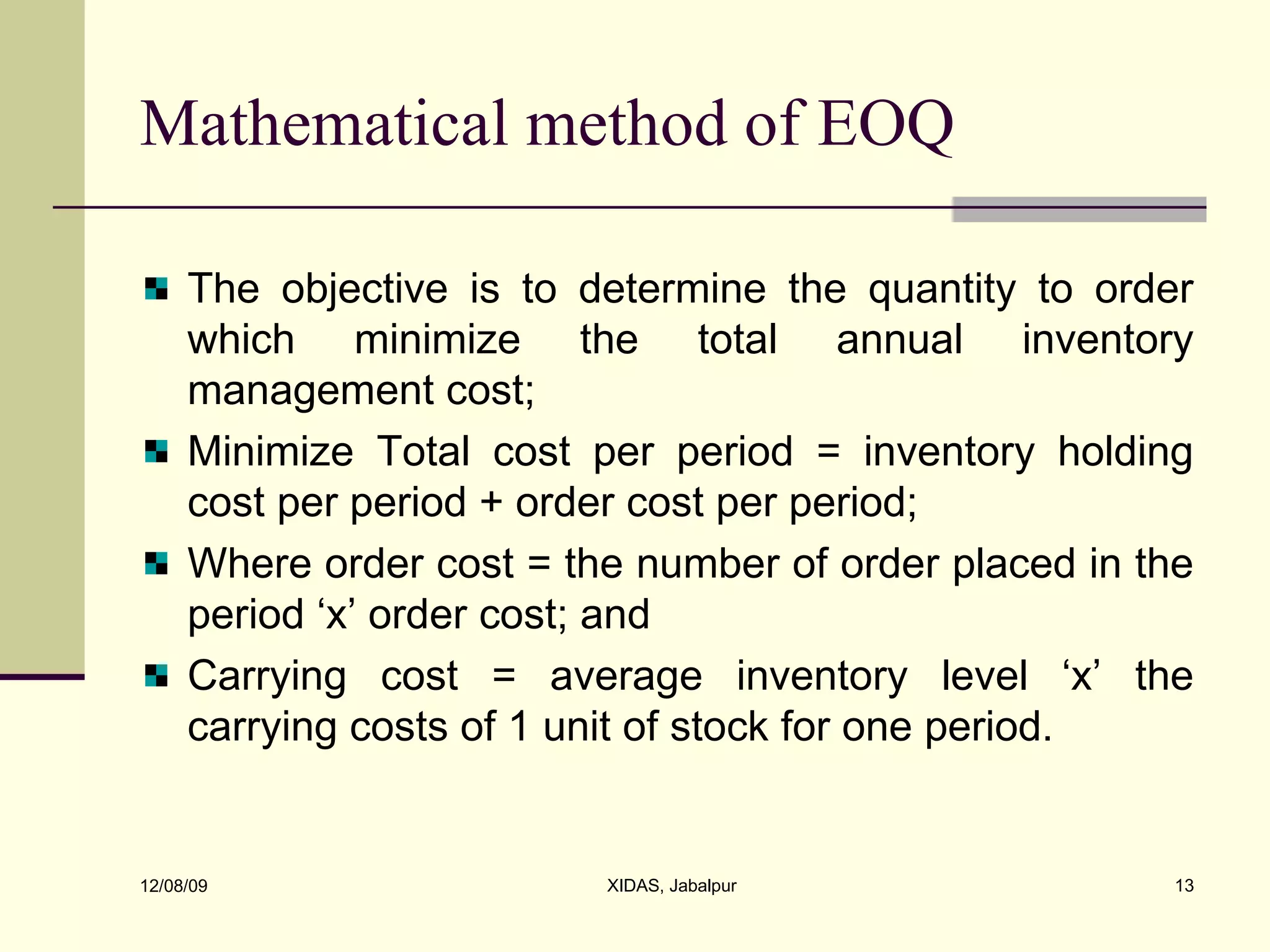 Economic Order Quality Eoq | PPT