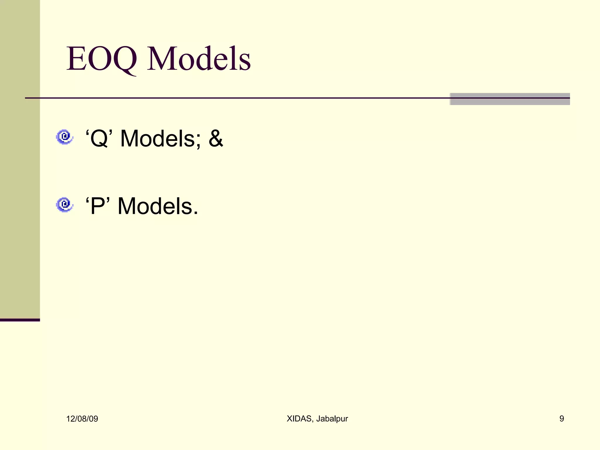 Economic Order Quality Eoq | PPT