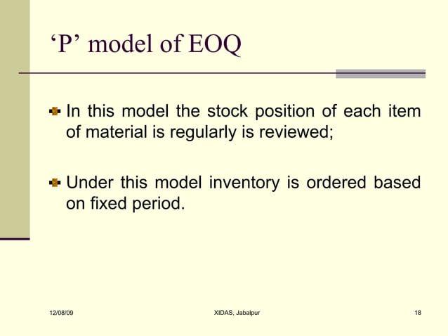 Economic Order Quality Eoq | PPT | Logistics | Business