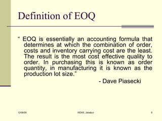 Economic Order Quality Eoq | PPT