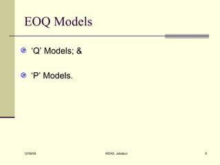 Economic Order Quality Eoq | PPT