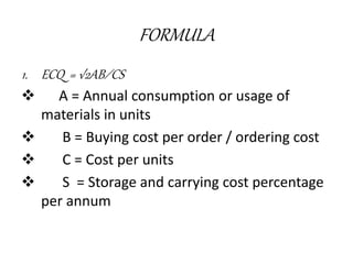 Economic order quantity | PPTX
