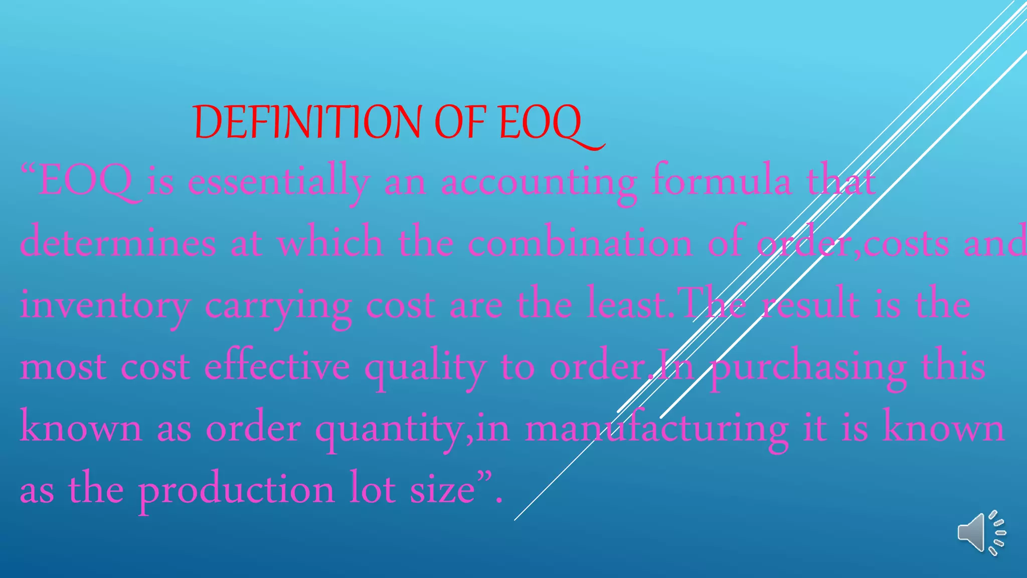 Economic order quantity | PPTX