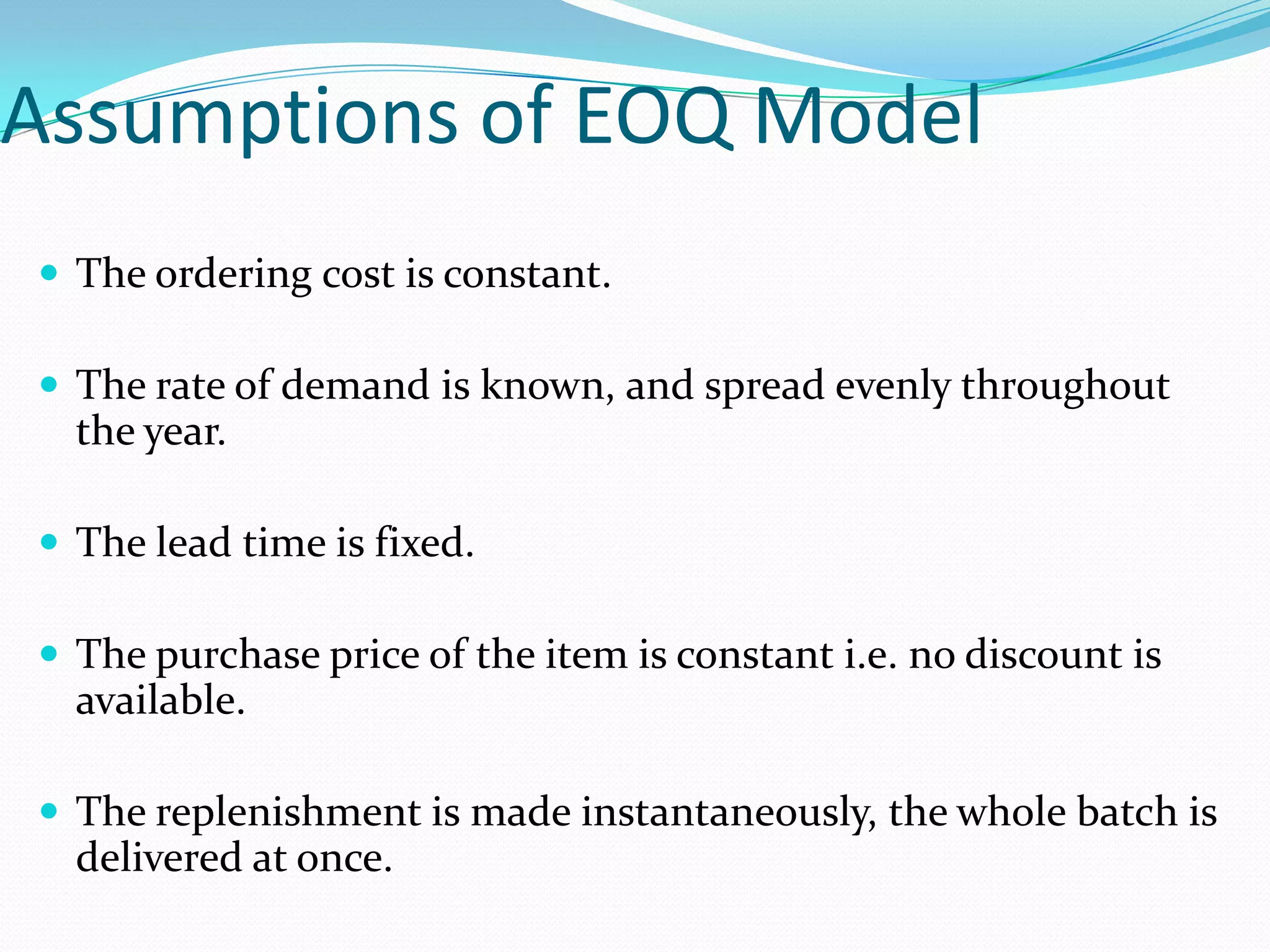 Economic order quantity (eoq) | PPTX