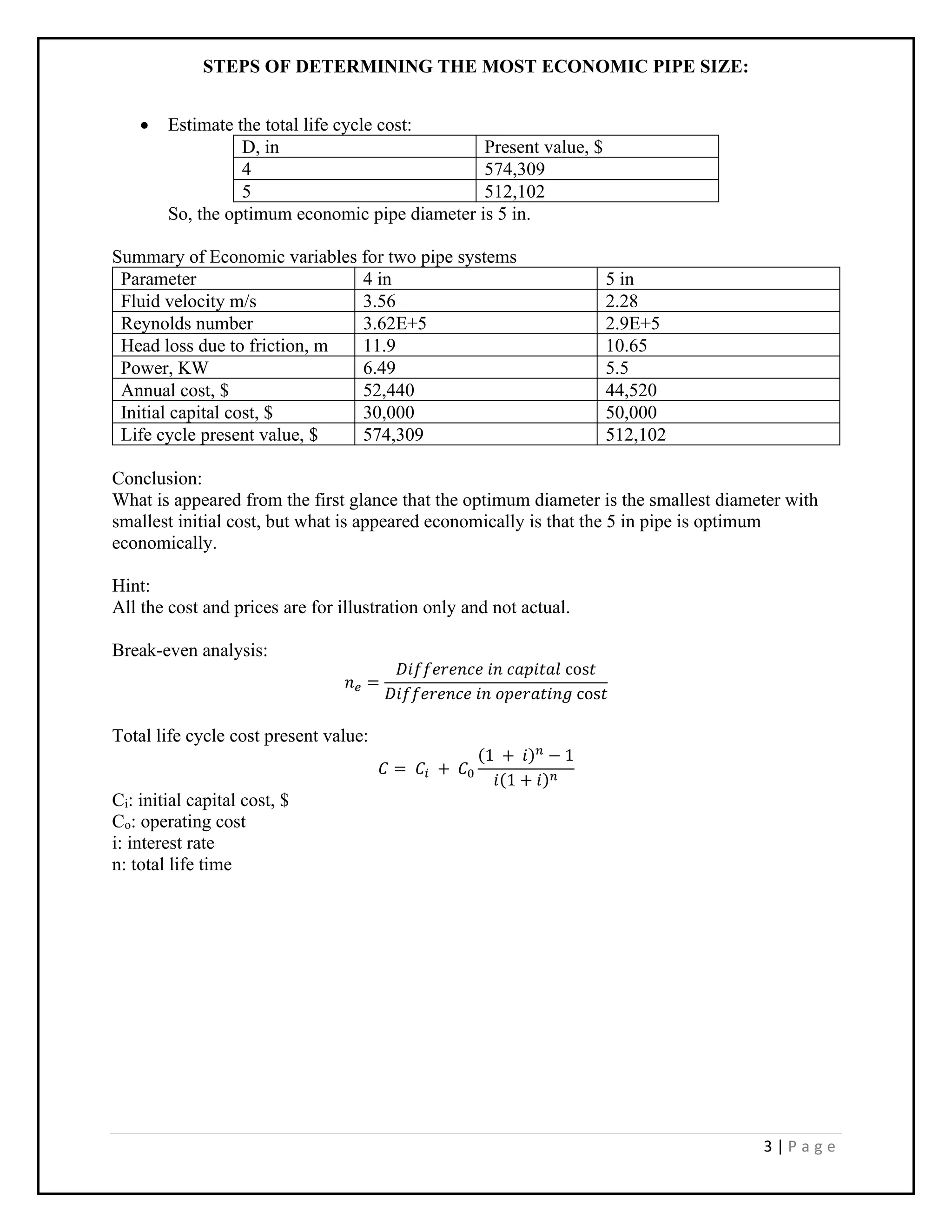 Economic pipe size | PDF