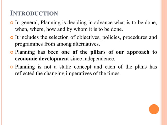 Economic Planning: Rationale, Features and Objectives | PPTX ...