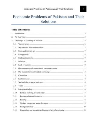 Economic Problems of Pakistan and Their Solutions | PDF