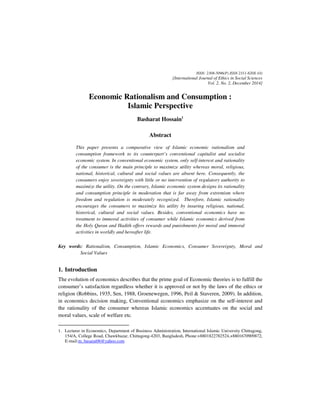 Economic Rationalism and Consumption: Islamic Perspective | PDF