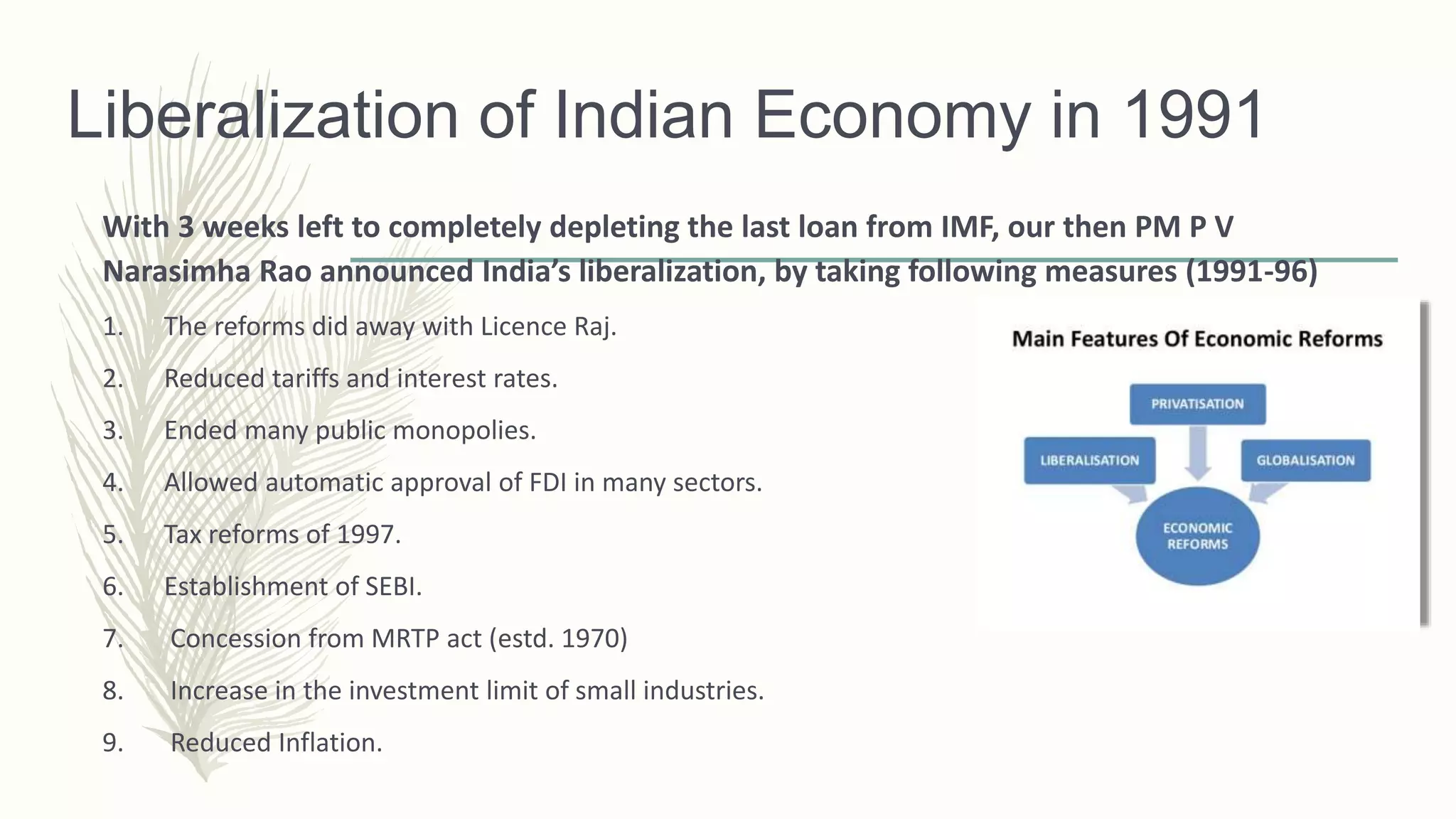 Economic reforms in india since 1991 1-1 | PPTX