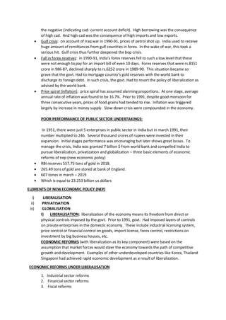 Economic reforms since 1991 new economic policy | PDF