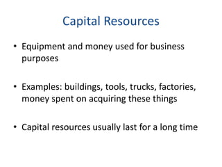 Economic Resources Examples