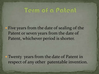 intellectual property rights(patents) | PPTX | Law