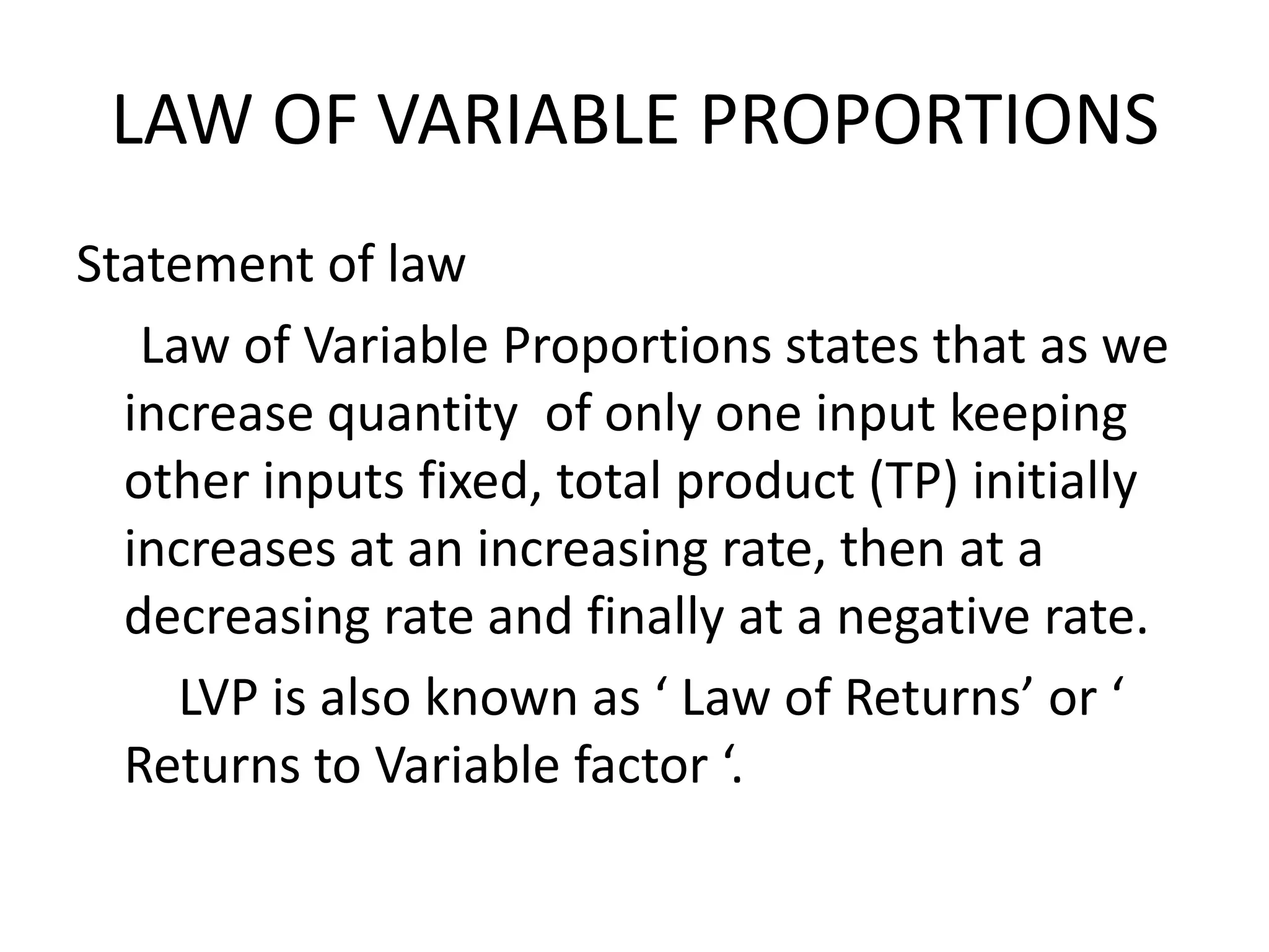 law of variable proportions | PPTX
