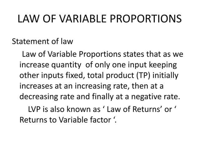 law of variable proportions | PPTX