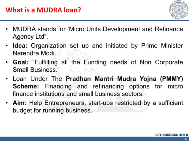 MUDRA YOJNA.pptx1 | PPTX | Business Loans | Business Banking & Finance