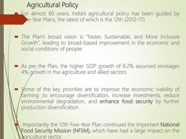 role of agricultural policies in responding to food security in India ...