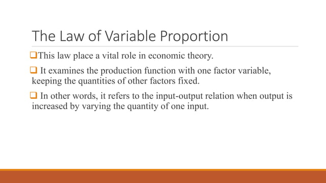 Law of variable proportion | PPTX