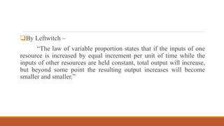 Law of variable proportion | PPTX