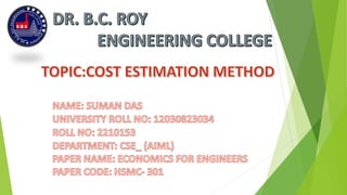 Cost Estimation method in engineering economics | PDF