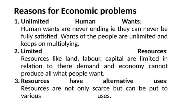 Economics. scarcity and economic problems | PPT