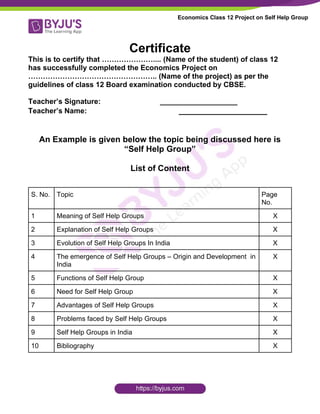 Economics class-12-project-on-self-help-group | PDF