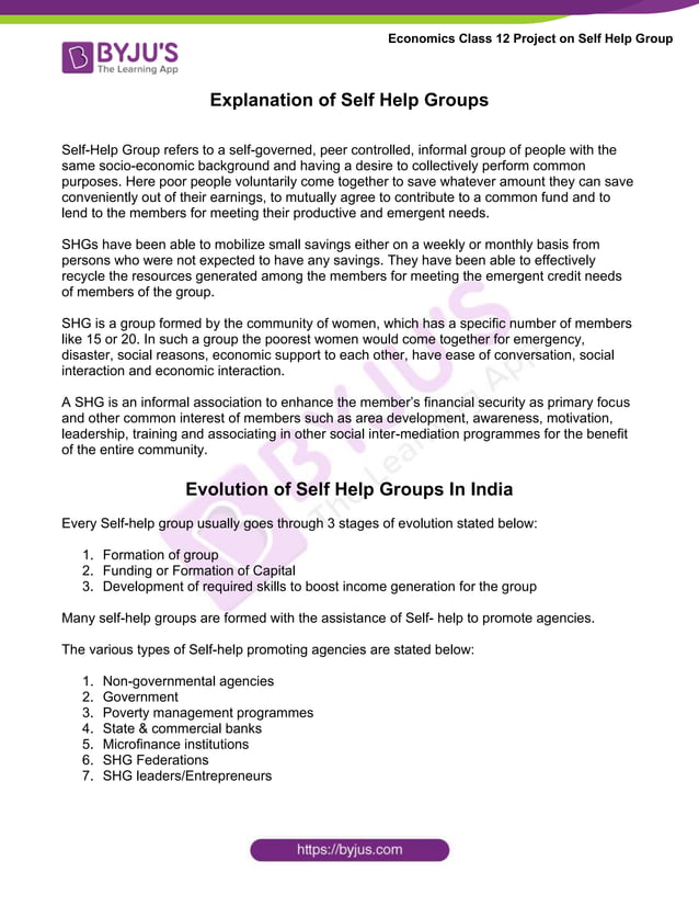 Economics class-12-project-on-self-help-group | PDF