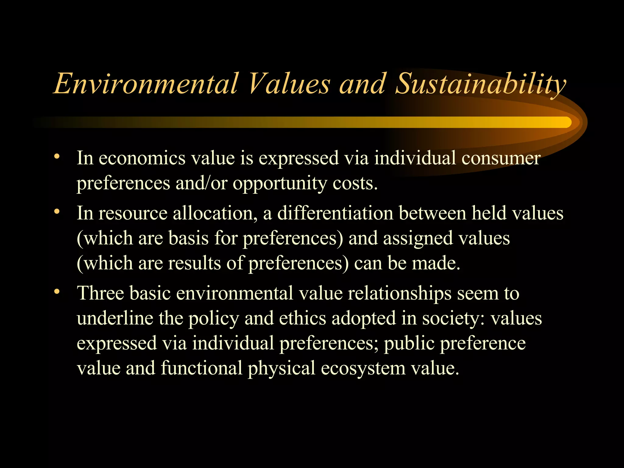 Economics Of Environmental Sustainability | PPT