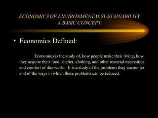 Economics Of Environmental Sustainability | PPT