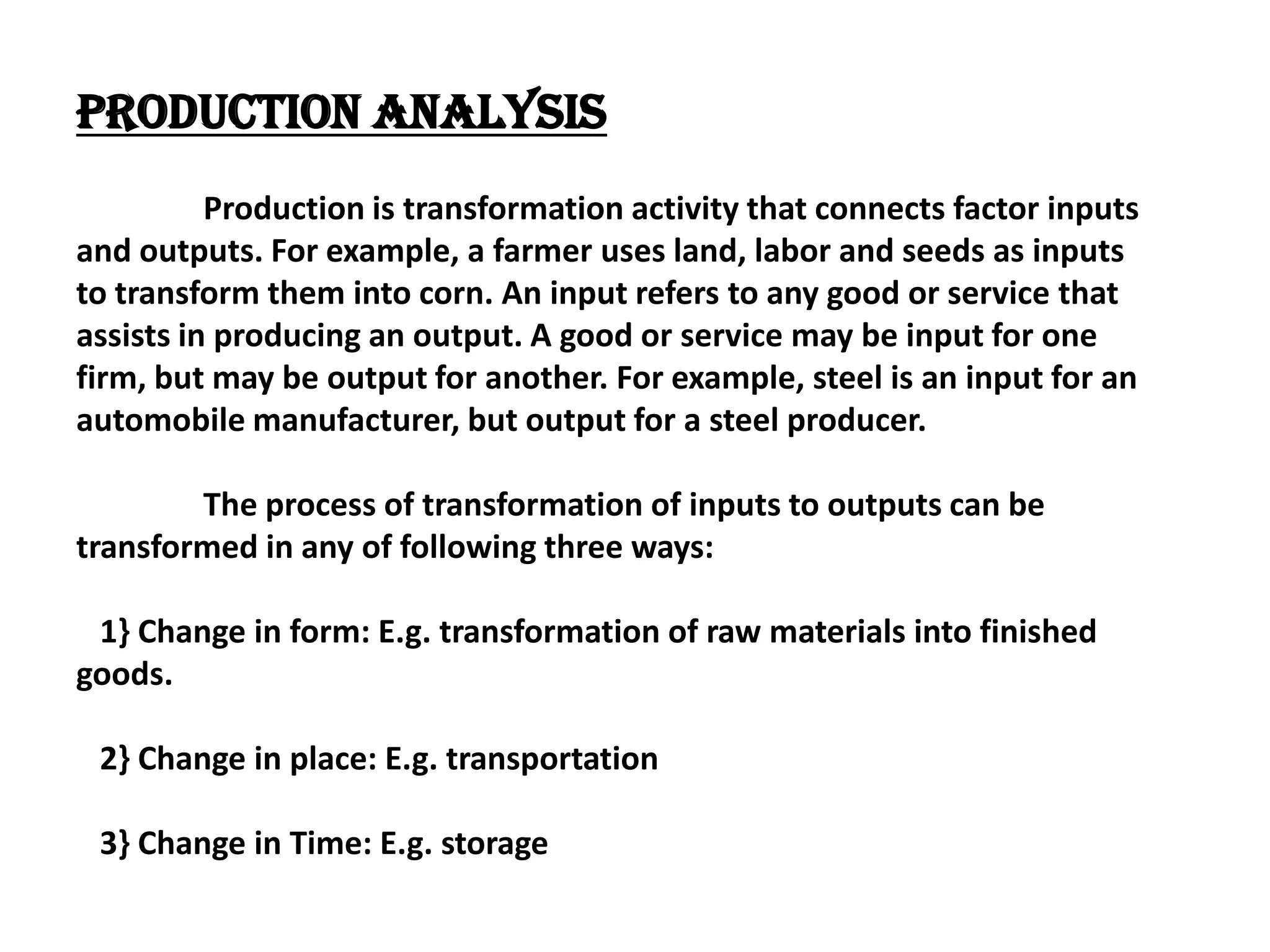 Economics production analysis | PPTX