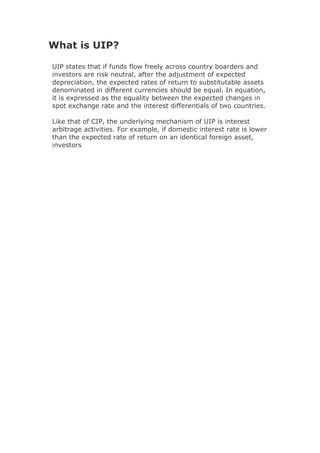 Economics sem 2- interest rate parity | DOCX