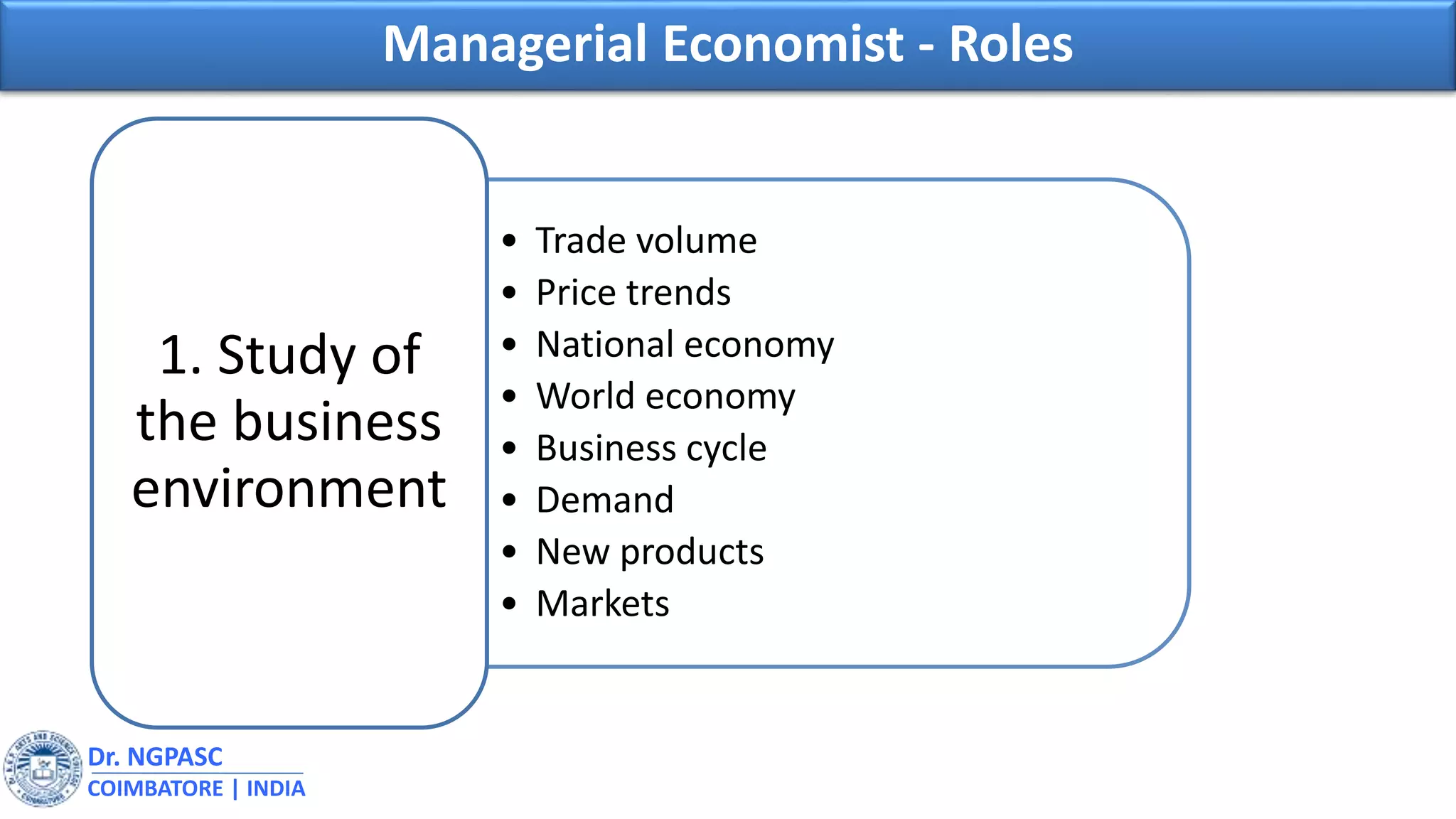Roles and Responsibilities of a managerial economist | PPT
