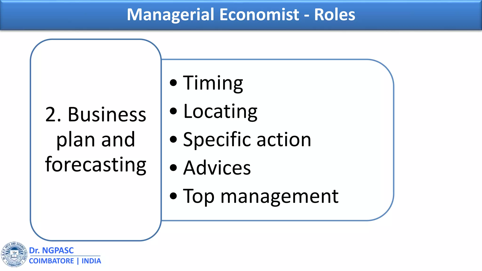 Roles and Responsibilities of a managerial economist | PPT