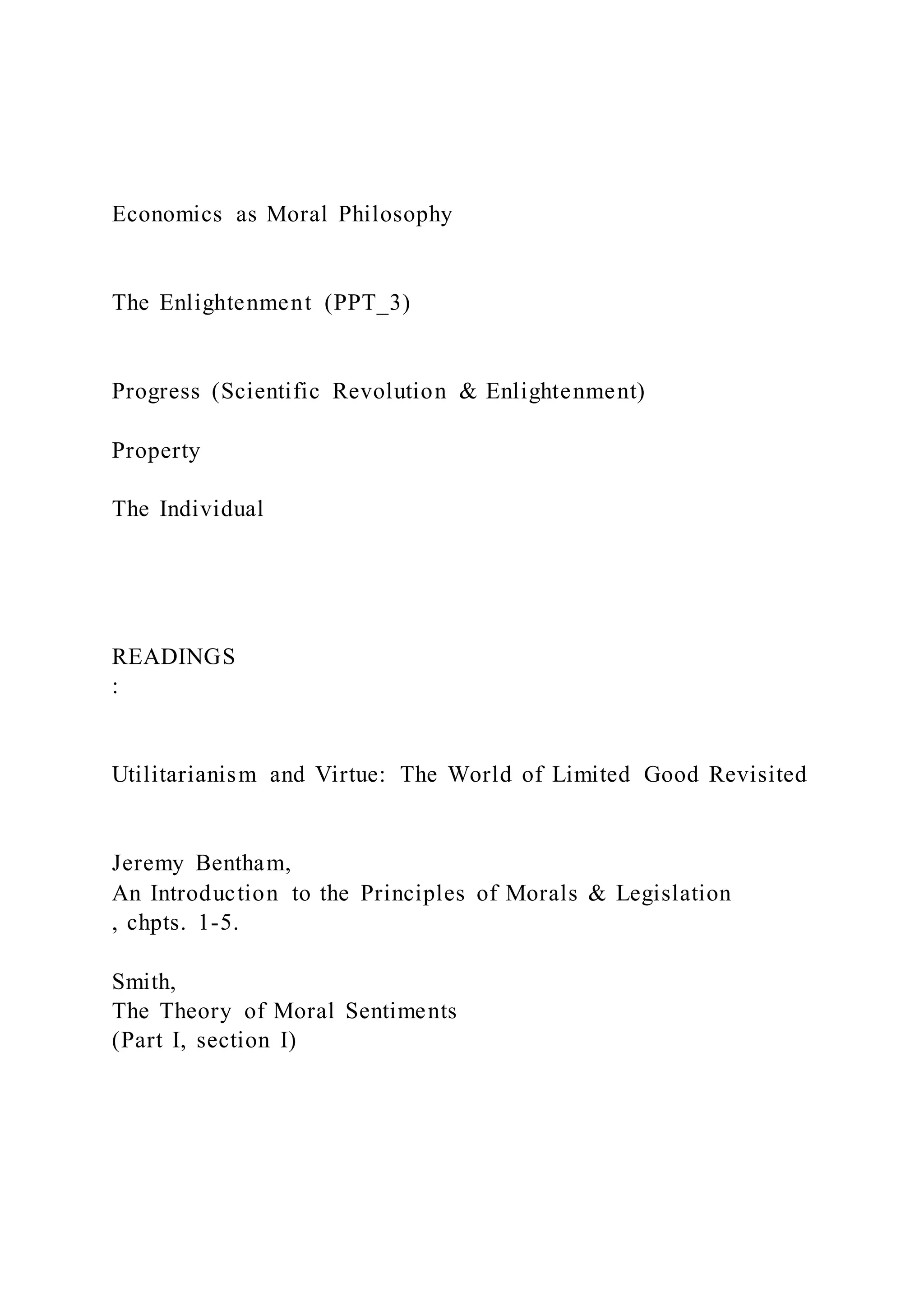 Economics as Moral PhilosophyThe Enlightenment (PPT_3) | DOCX