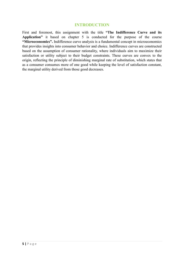 The Indifference Curve and It’s Applications | DOCX