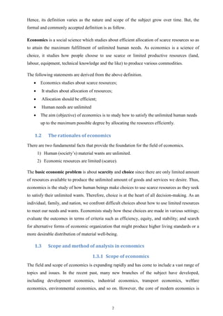 ECONOMICS Module Chapter 1 for Freshman 1st Semester Students | PDF