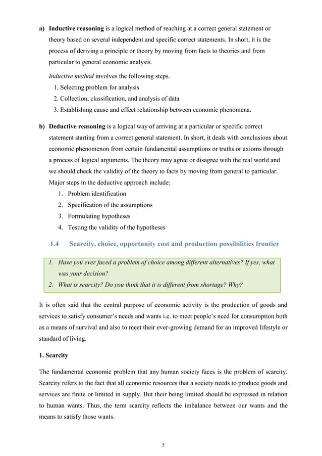 ECONOMICS Module Chapter 1 for Freshman 1st Semester Students | PDF