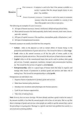 ECONOMICS Module Chapter 1 for Freshman 1st Semester Students | PDF