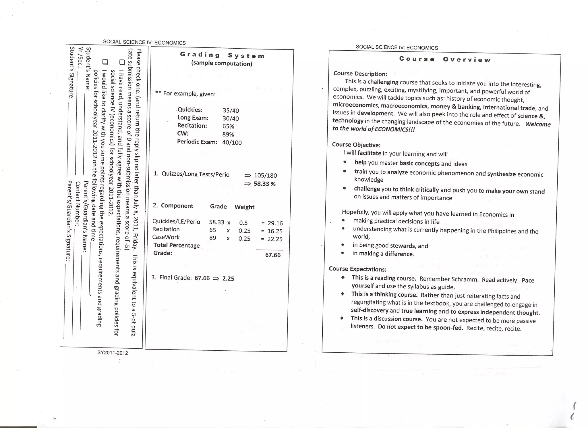 Economics Course Outline | PDF