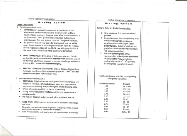 Economics Course Outline Ppt