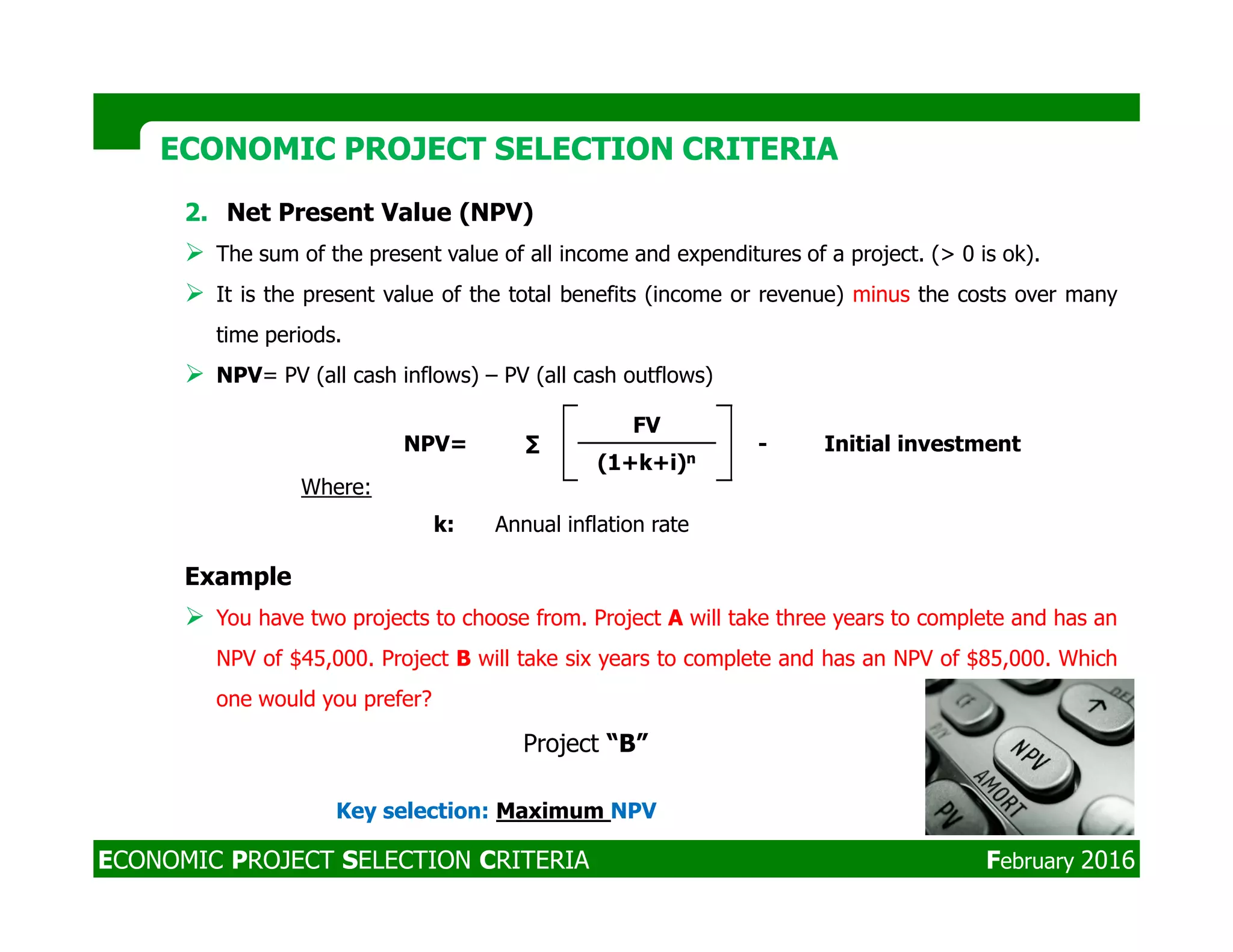PMP_Economic Selection Criteria | PDF